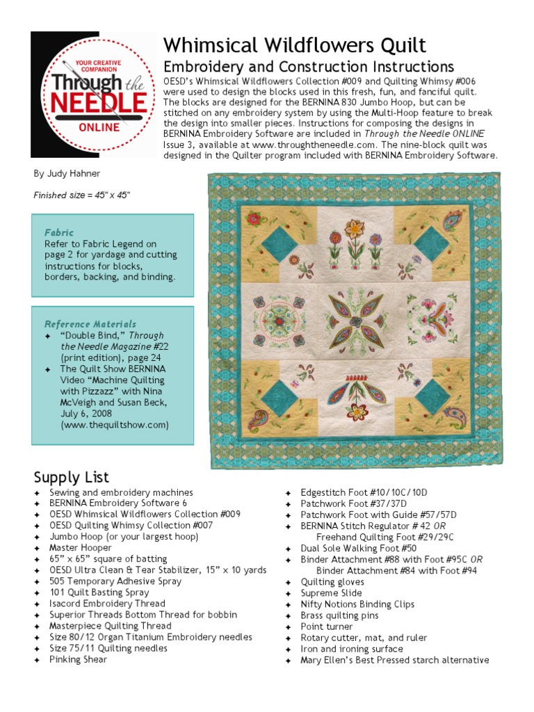 Wildflower Quilt Pattern | PDF | Quilting | Seam (Sewing)