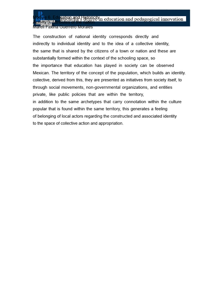 The Construction of National Identity Corresponds Directly and ...