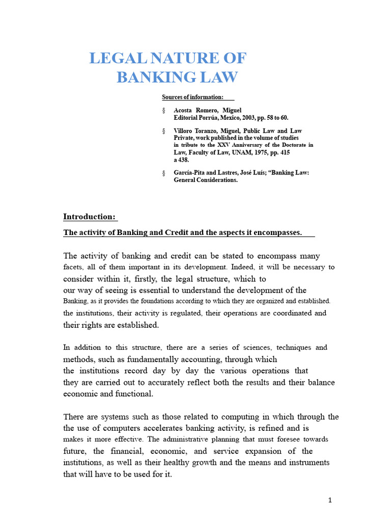 Understanding Banking Law's Legal Nature | PDF | Banks