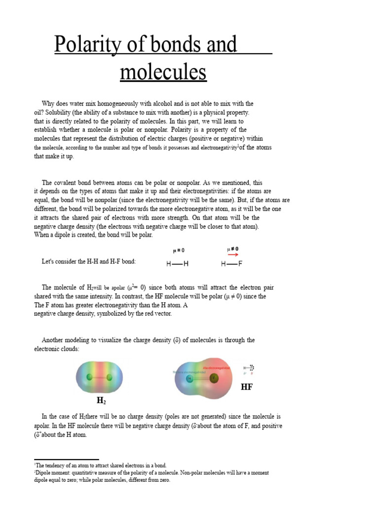 Understanding Molecular Polarity | PDF | Chemical Polarity | Chemical Bond