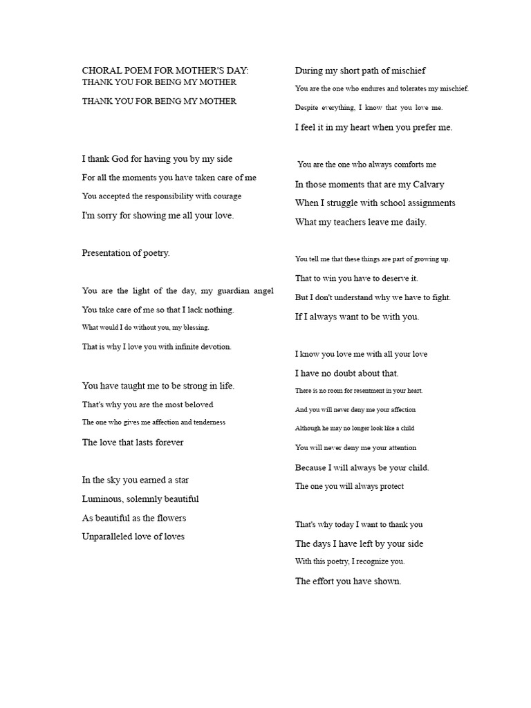 Heartfelt Mother's Day Poem | PDF | Love