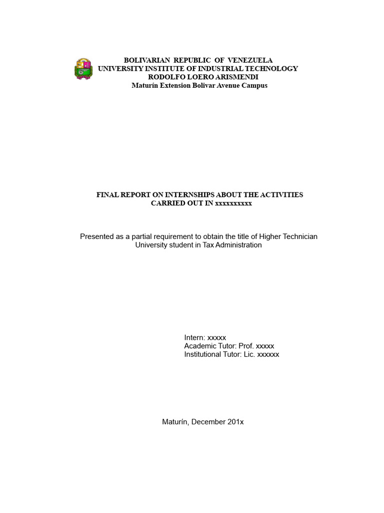 Internship Report Model Iutirla | PDF
