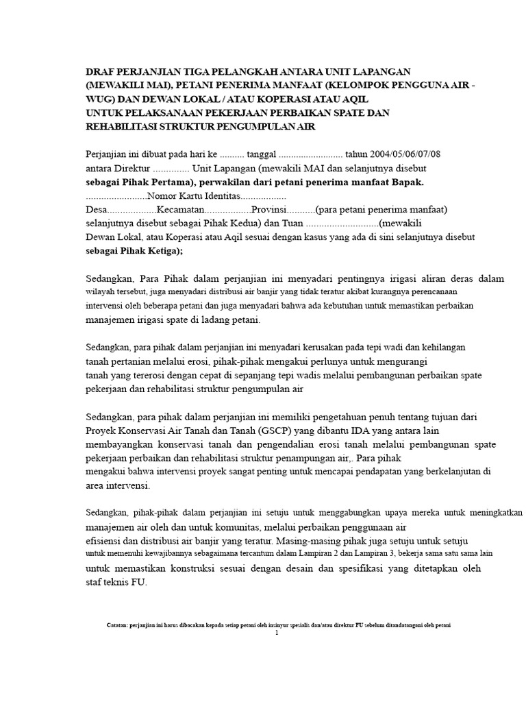 Perjanjian Tripartit Contoh | PDF