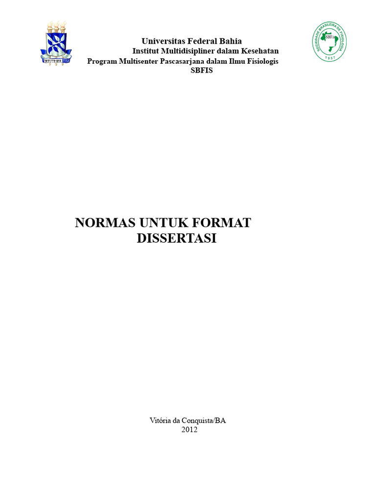Panduan Format Disertasi UFBA | PDF