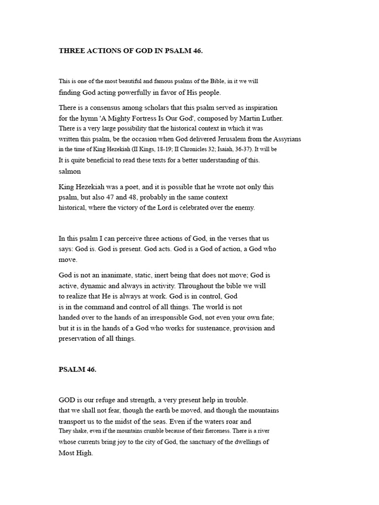God's Actions in Psalm 46 Explained | PDF | Psalms | Books Of The ...
