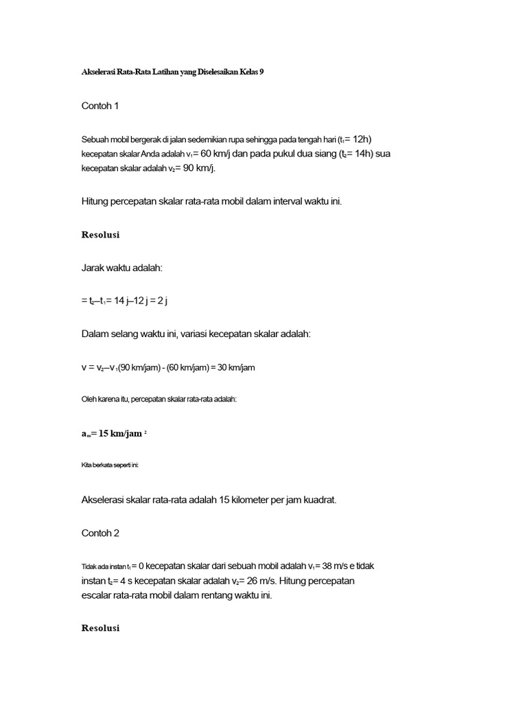 Percepatan Rata-Rata dalam Gerakan Mobil | PDF
