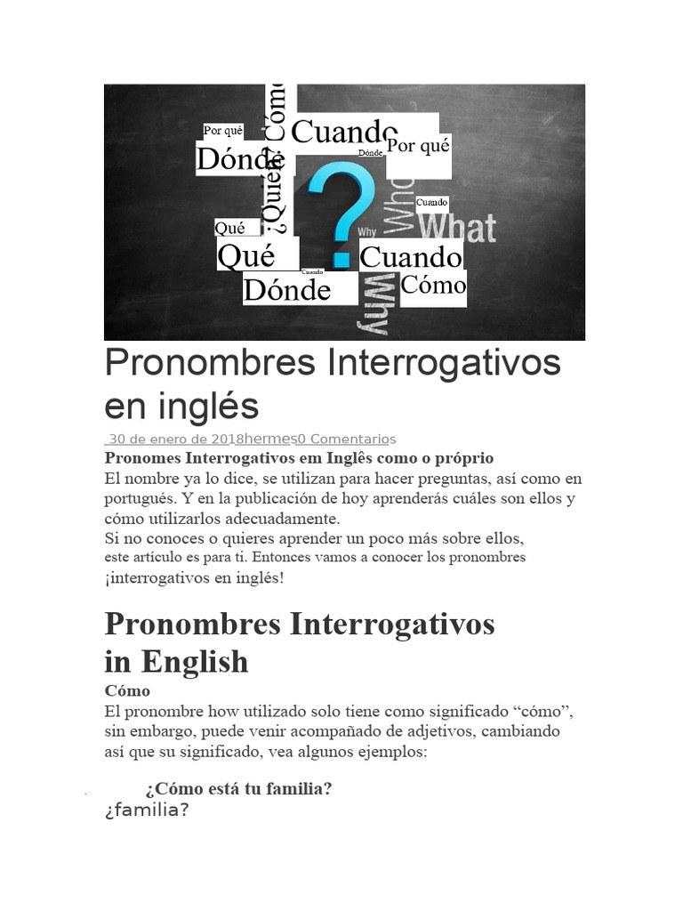 Pronombres Interrogativos en Inglés | PDF