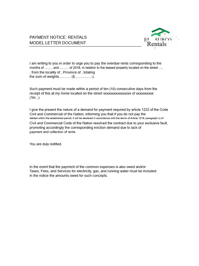 Model Document Letter For Intimation | PDF