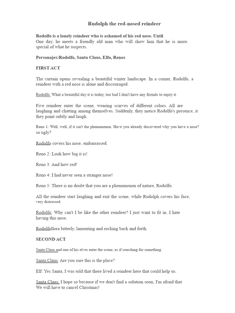 The Red-Nosed Reindeer Work | PDF | Rudolph The Red Nosed Reindeer ...