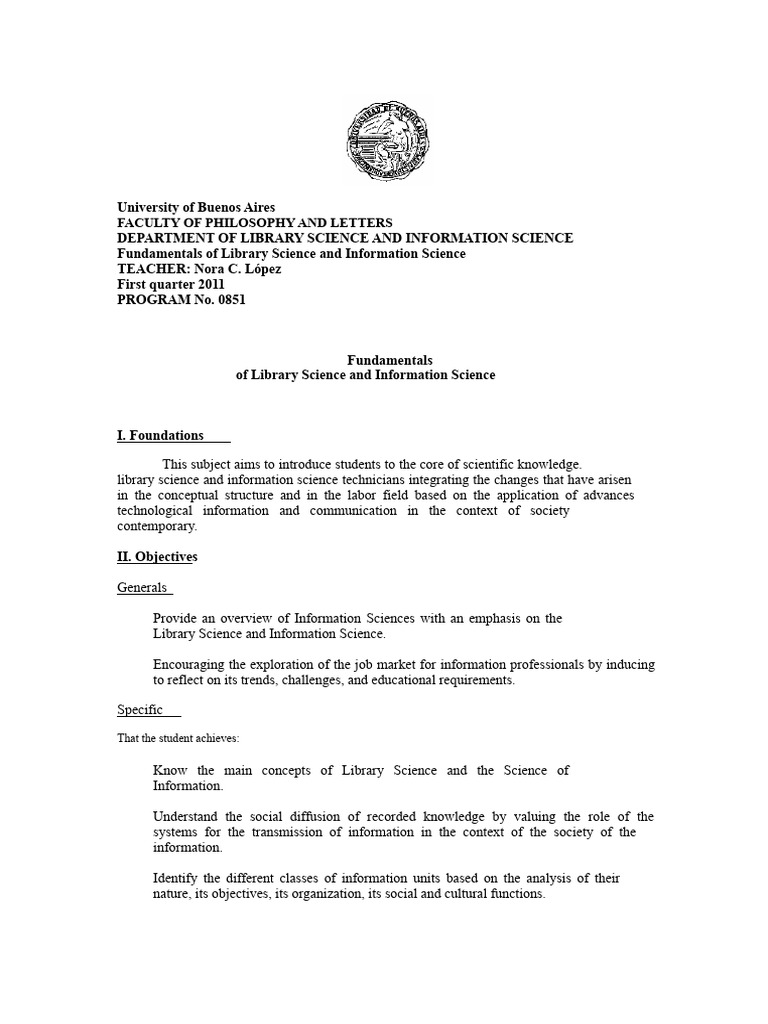 Foundations of Library Science and Information Science | PDF | Science ...