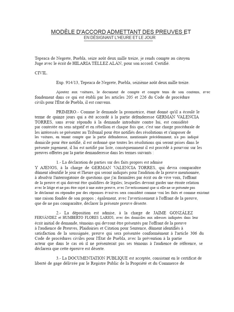 Accord sur l'admission de preuves judiciaires | PDF | Justice | Crime ...