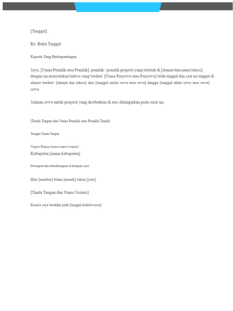 Template Surat Notaris Untuk Tempat Tinggal | PDF