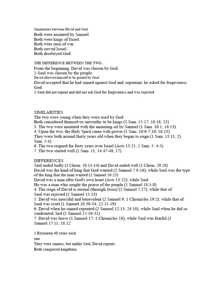Similarities Between David and Saul | PDF | David | Saul