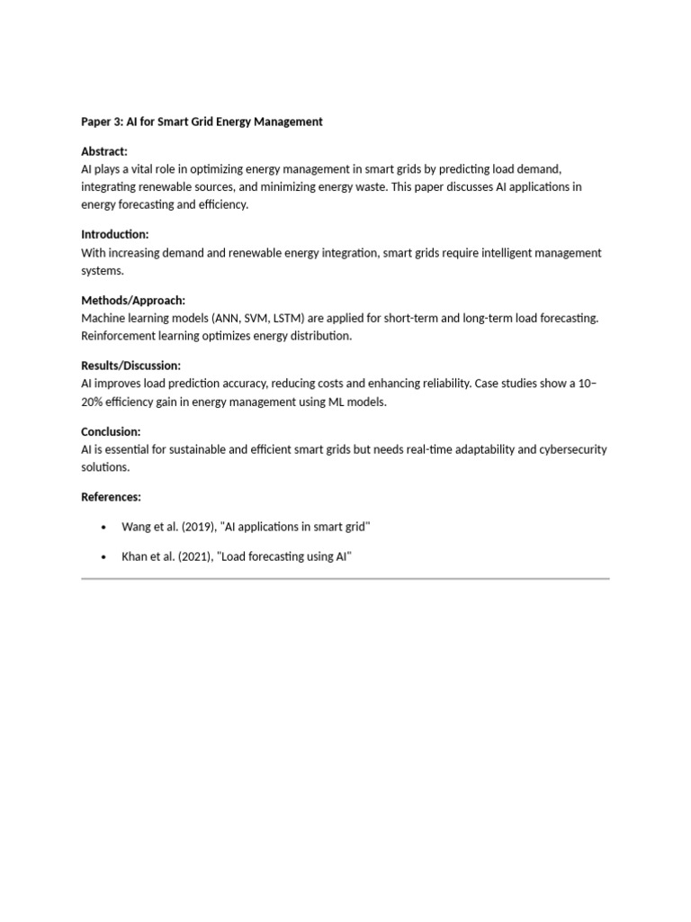 Paper 3 AI for Smart Grid Energy Management | PDF