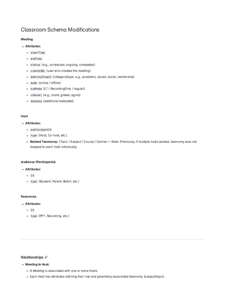 Platform Classroom Schema Modifications 030625 094405 | PDF