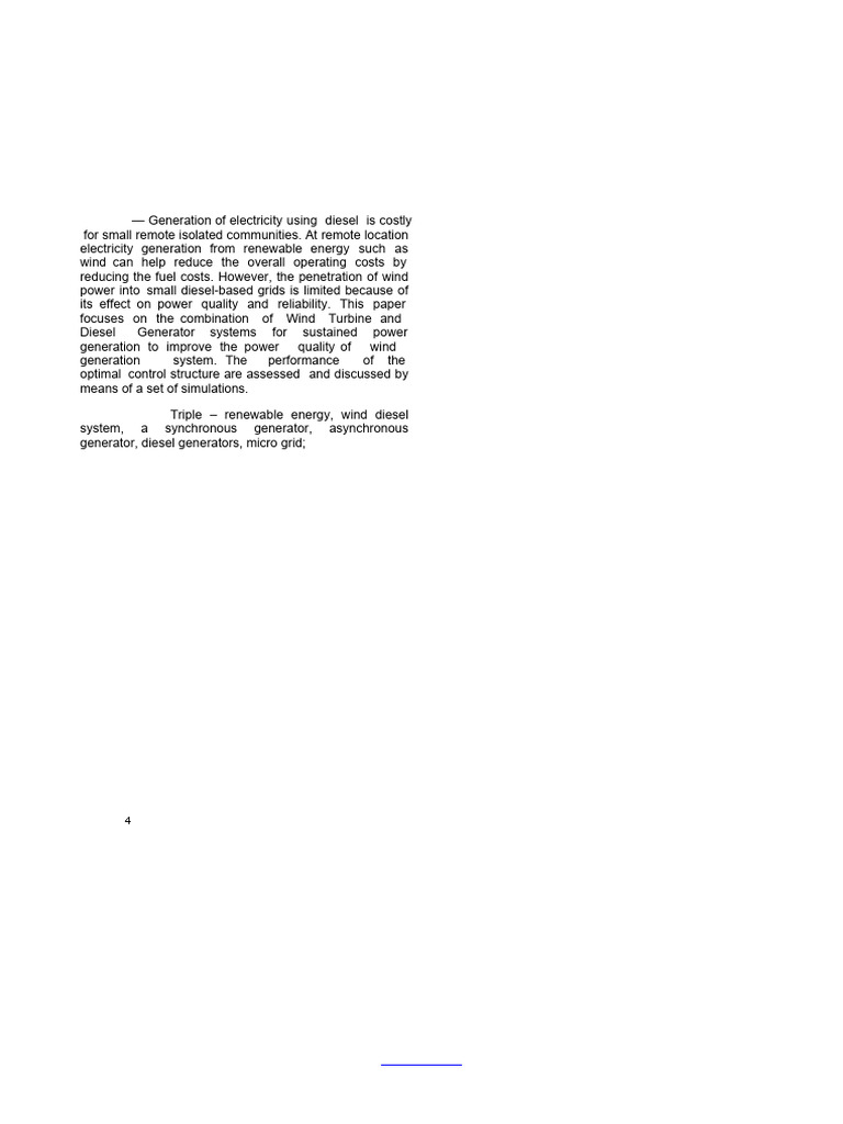 Wind-Diesel Hybrid Power Quality Solutions | PDF | Electric Generator ...