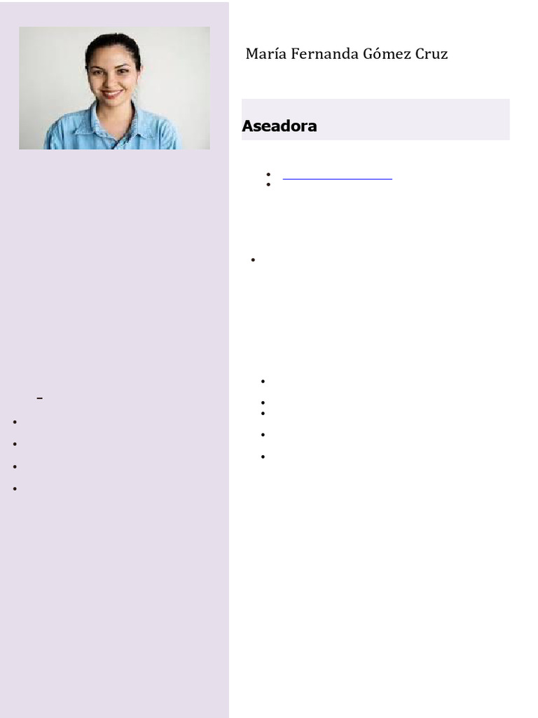 Hoja de Vida Maria Fernanda Gomez Aseadora 1 | PDF