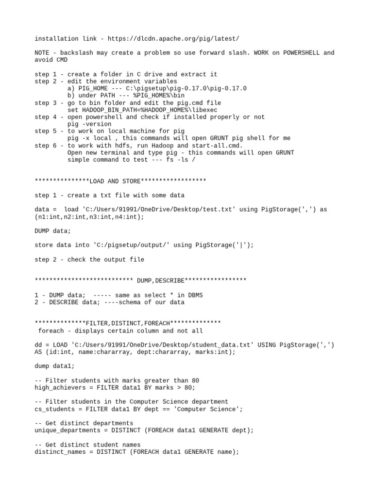 Pig Commands Part1 | PDF