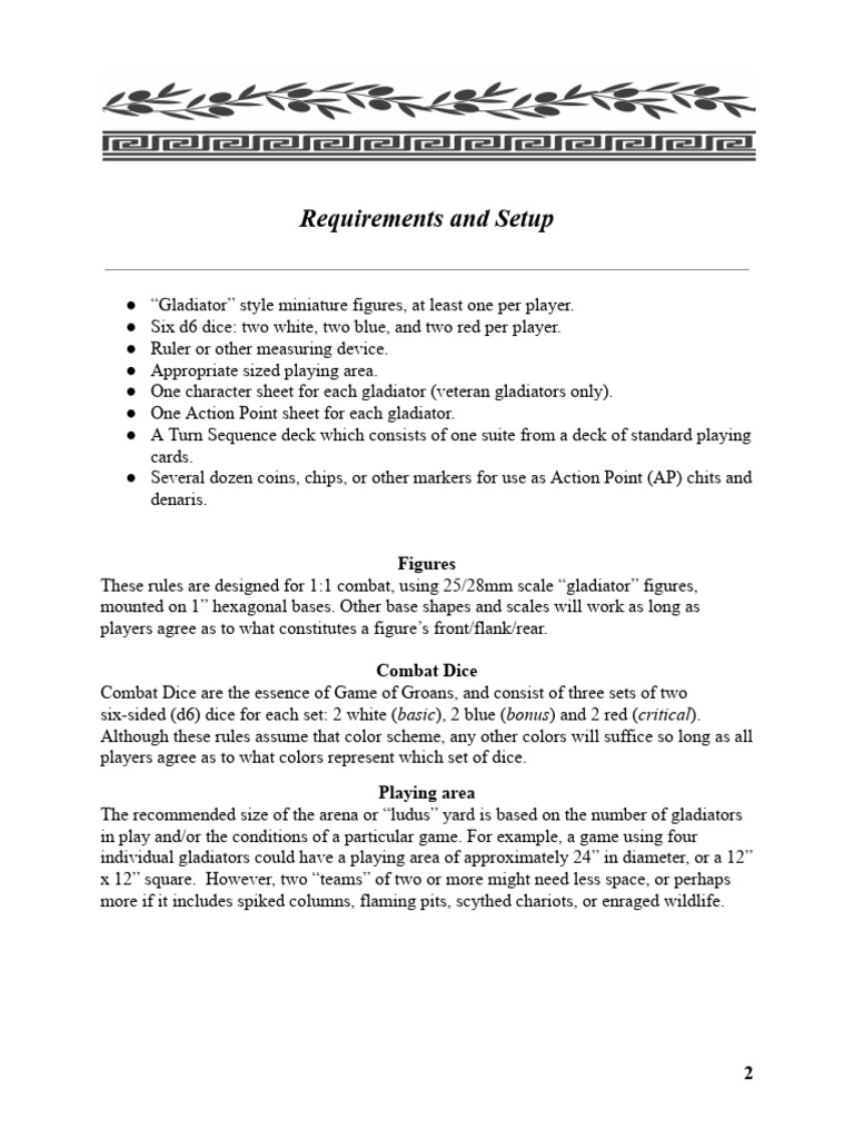Gladiator Game Setup and Rules Guide | PDF | Board Games | Games Of ...