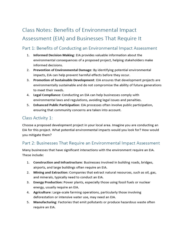 Benefits of Environmental Impact Assessments | PDF
