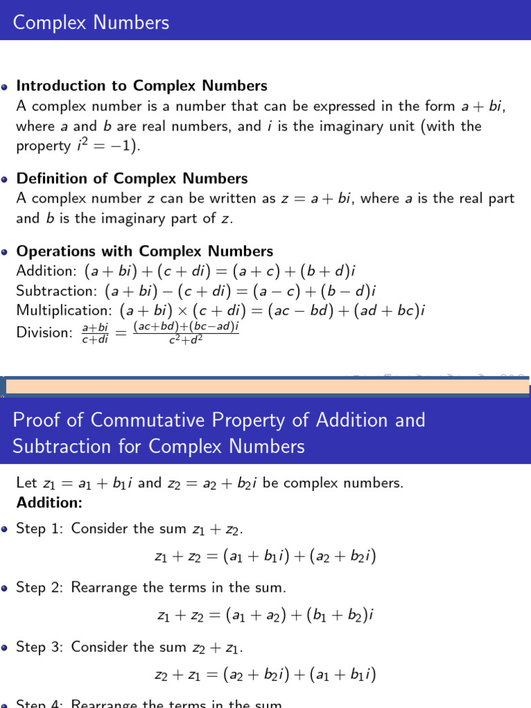 Complex Chap 1 | PDF | Complex Number | Subtraction