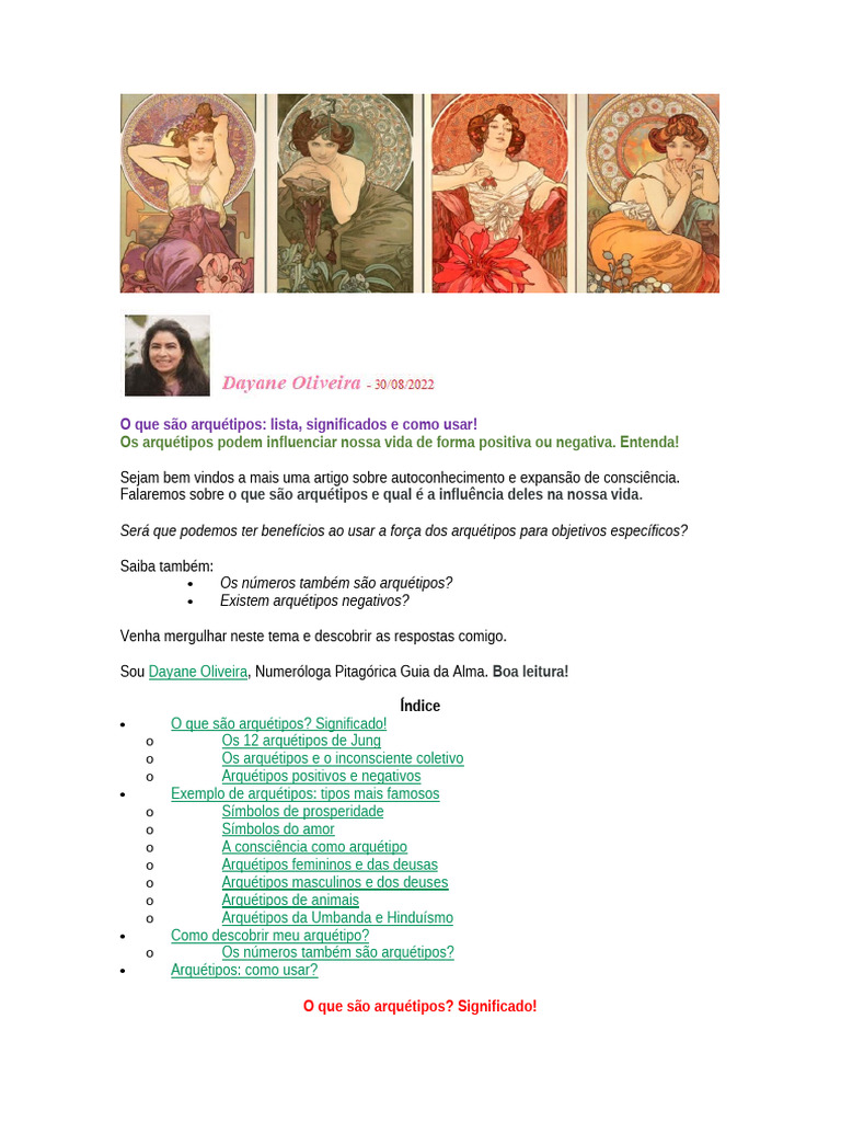 Arquétipos - Lista, Significados e Como Usar | PDF | Arquétipo | Amor