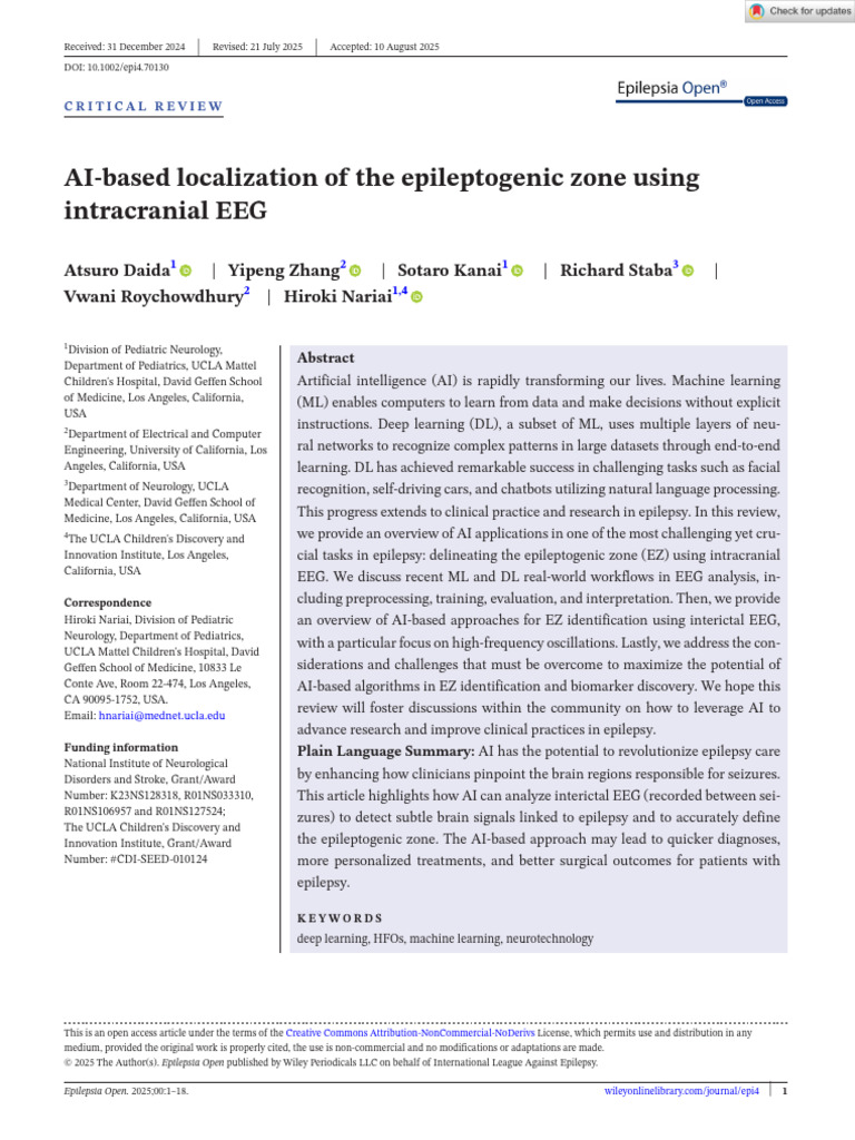 Epilepsia Open - 2025 - Daida - AI Based Localization of The ...