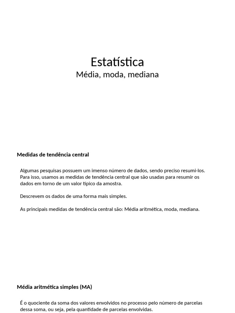 [Matemática][8° ano] Estatística (média, moda, mediana) | PDF | Média ...