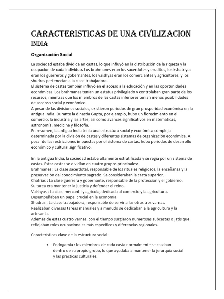 Características de la civilización india | PDF | Casta | Deidades