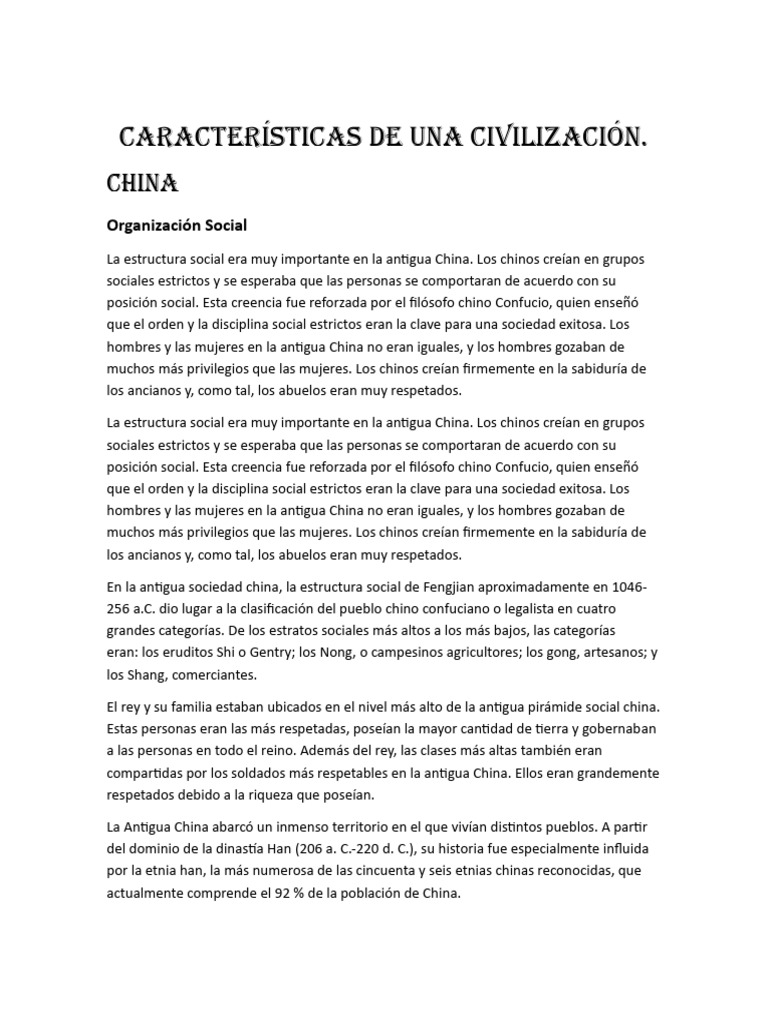 10 Características de la Civilización China | PDF