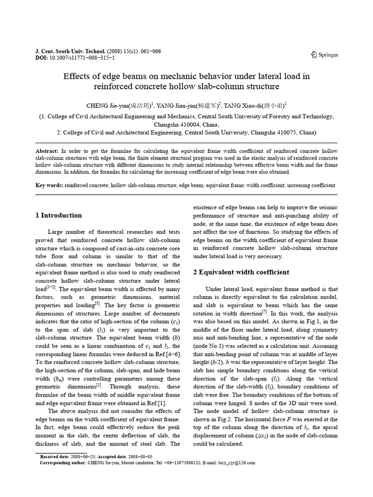 Impact of Edge Beams on Frame Width | PDF | Beam (Structure) | Column
