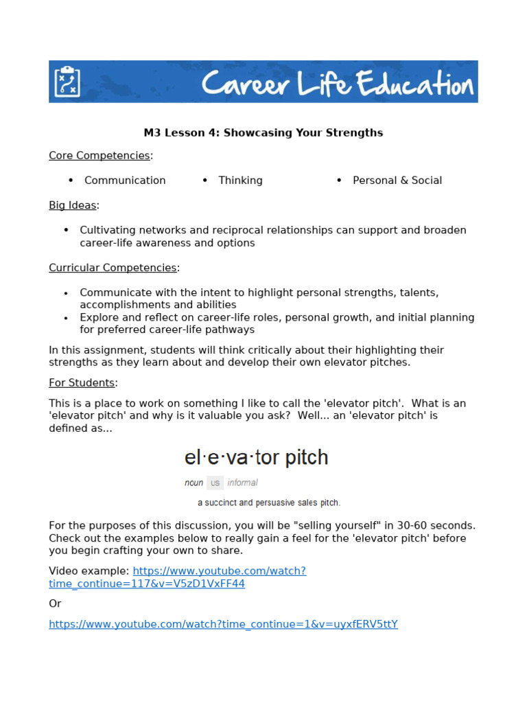 M3 Lesson 4 Showcasing Your Strengths | PDF