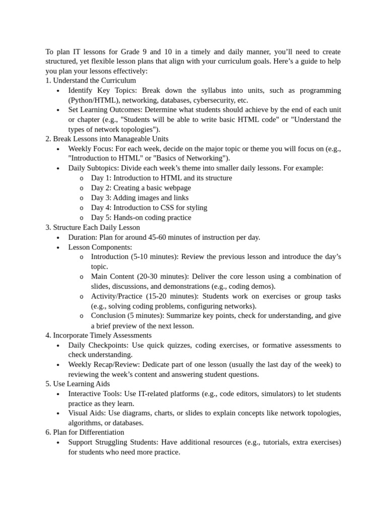 Grade 9-10 IT Lesson Planning Guide | PDF | Ip Address | Hyperlink