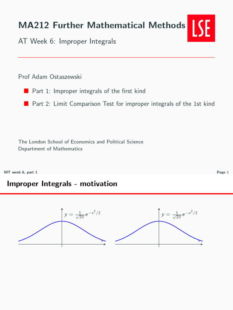 Improper Integrals and Comparison Tests | PDF | Integral | Mathematical ...