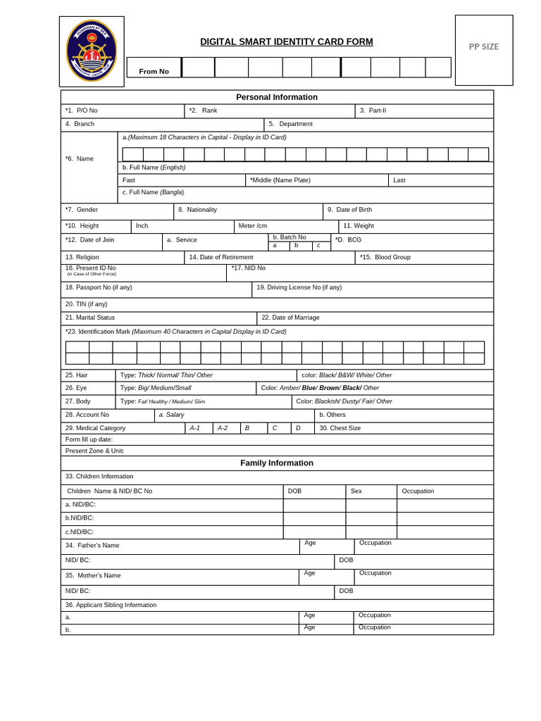 Digital Smart ID Card Application Form | PDF | Identity Document ...