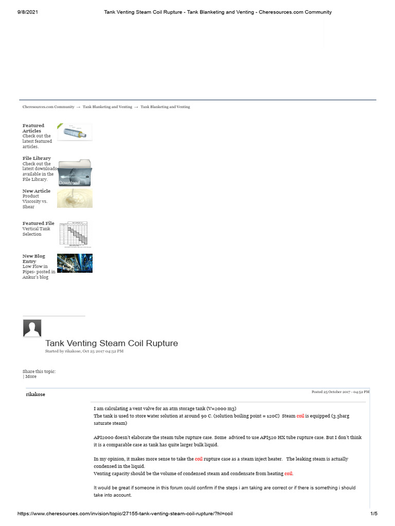 Tank Venting and Steam Coil Safety | PDF | Steam | Heat Exchanger