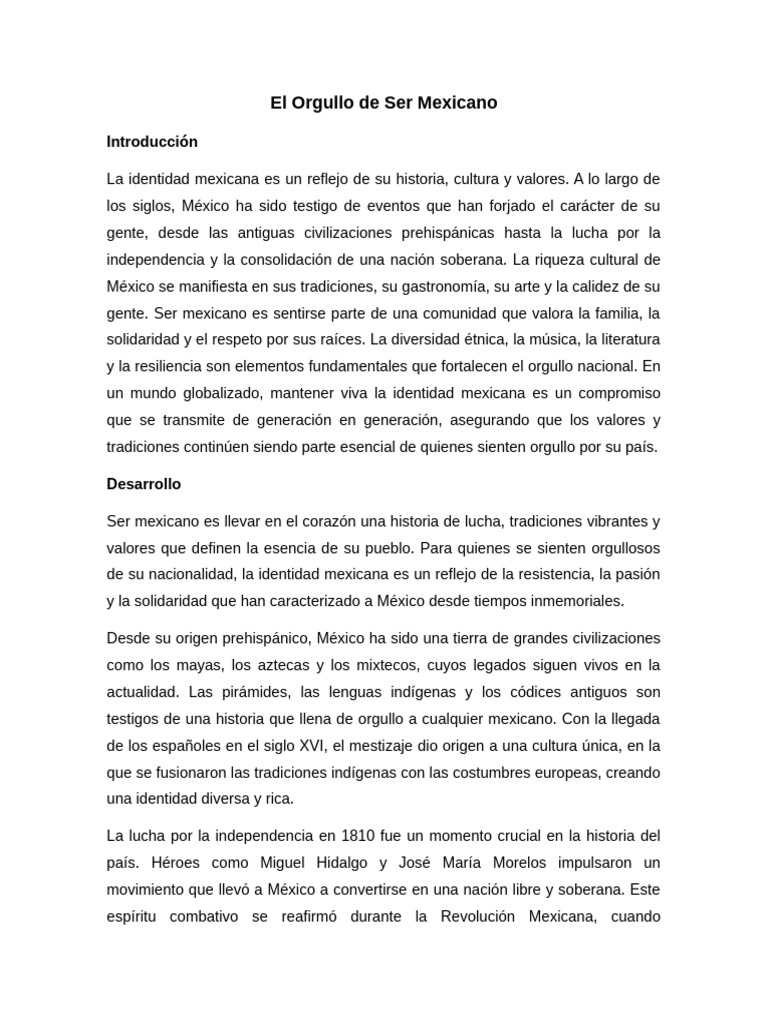 Orgullo de Ser Mexicano: Identidad y Cultura | PDF | México | Tradiciones