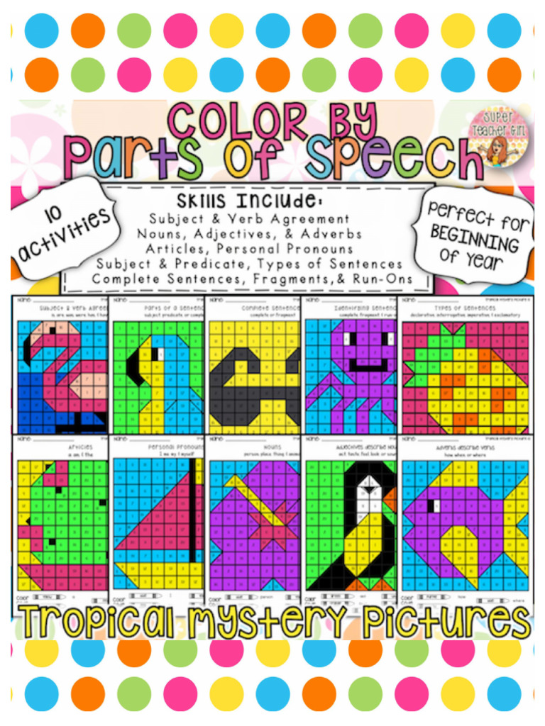 Color by Parts of Speech Worksheets | PDF | Subject (Grammar ...