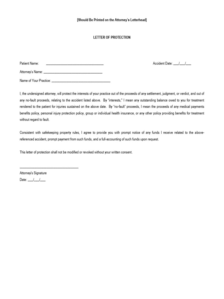 Sample Letter of Protection Template | PDF