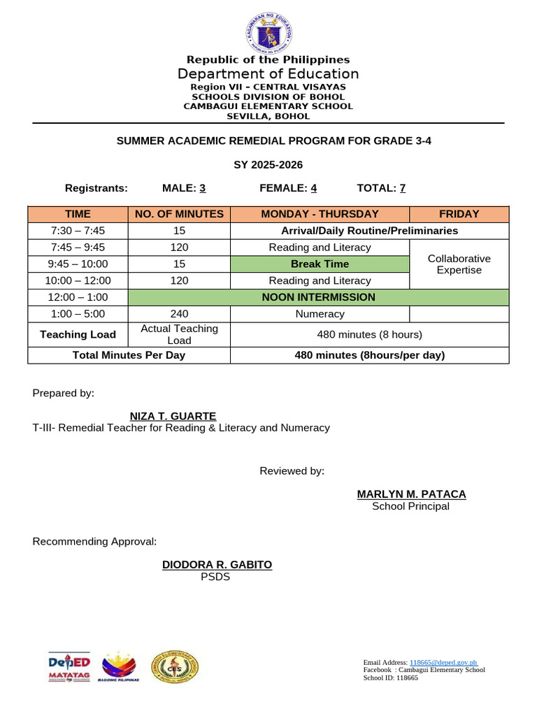 Summer Academic Remedial Program | PDF