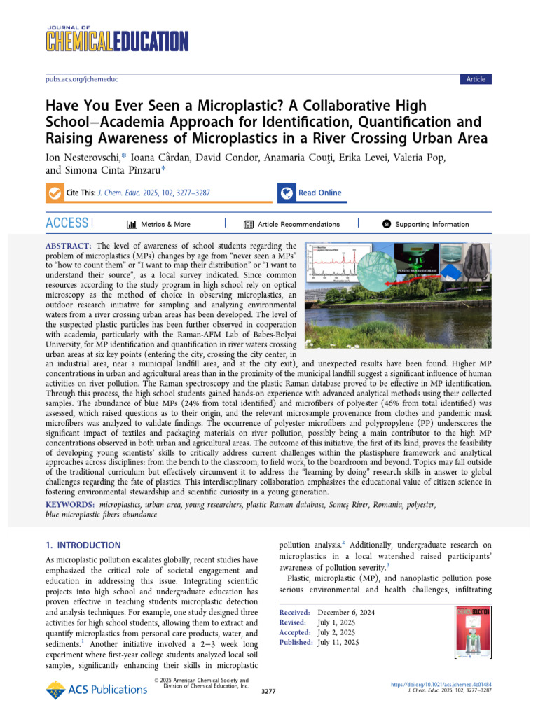Microplastics Awareness in Urban Rivers | PDF | Raman Spectroscopy ...