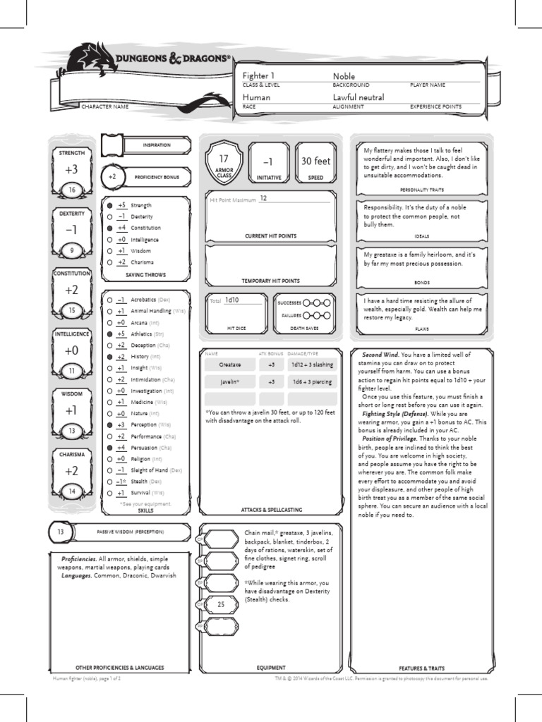 Human Fighter Character Sheet | PDF | Dwarf (Dungeons & Dragons) | Leisure