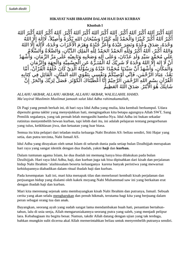 Hikayat Nabi Ibrahim: Haji dan Kurban | PDF