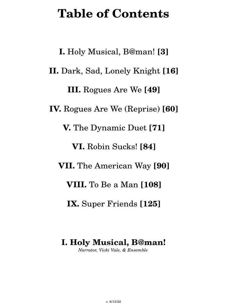 Batman Musical Script Overview | PDF | Works Based On Dc Comics | Dc ...