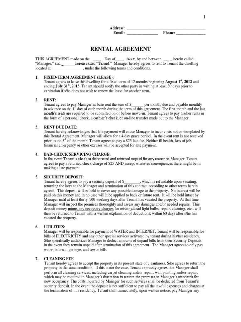 Rental Agreement Template | PDF | Lease | Leasehold Estate