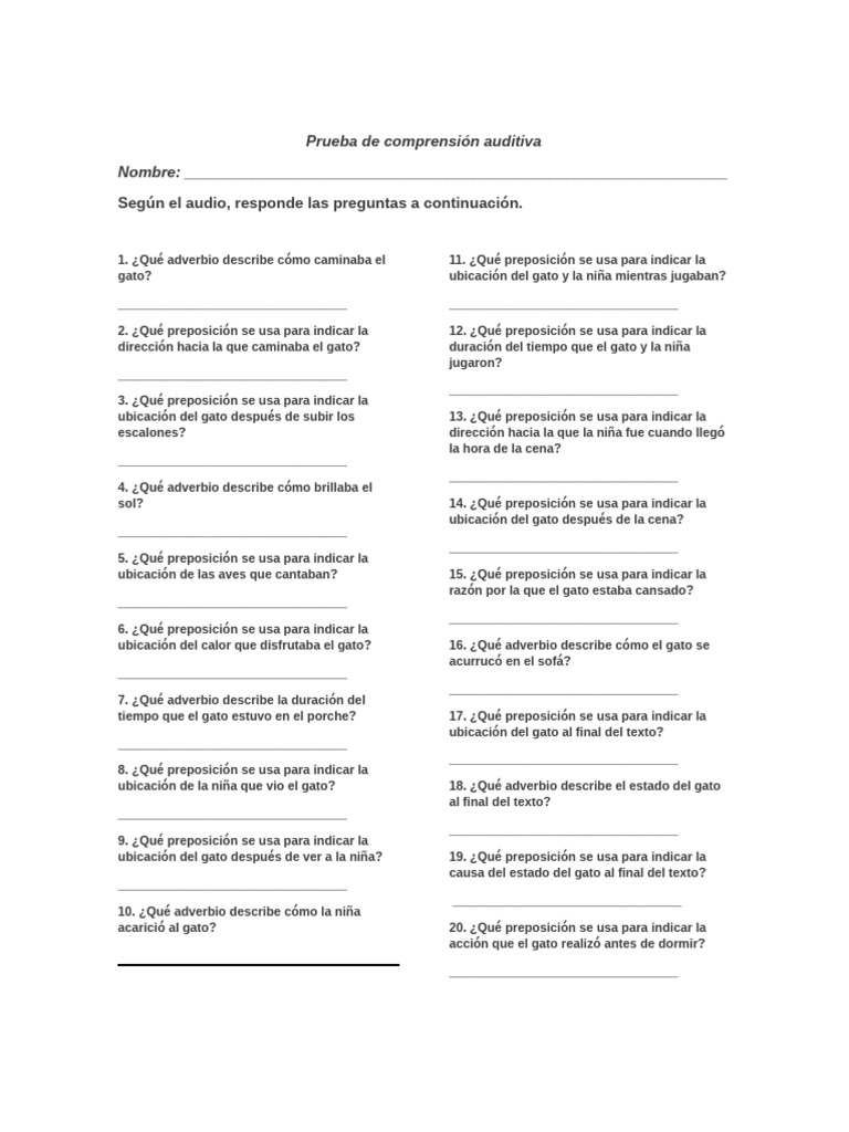 Ejercicio de Comprensión Auditiva | PDF