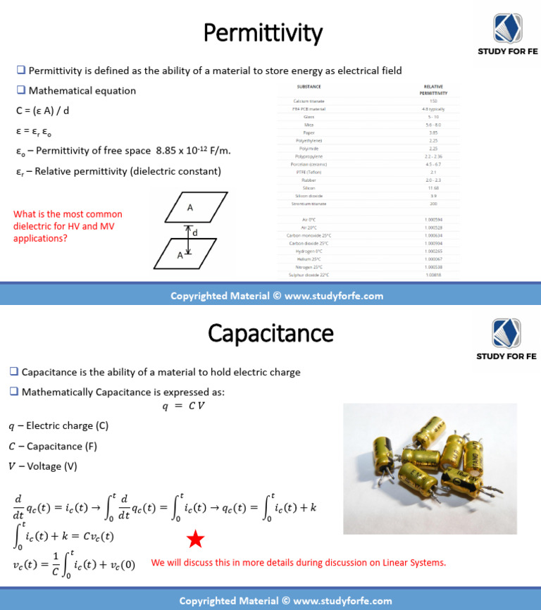 Permittivity and Capacitance Explained | PDF
