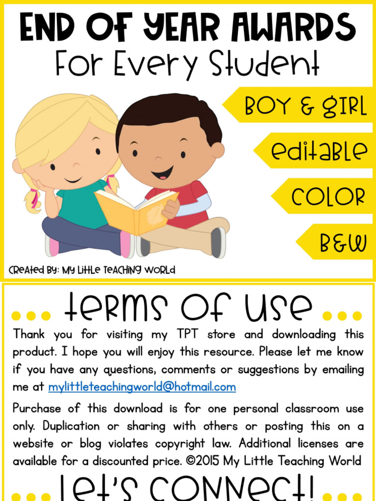 FREE Editable End of Year Awards | PDF