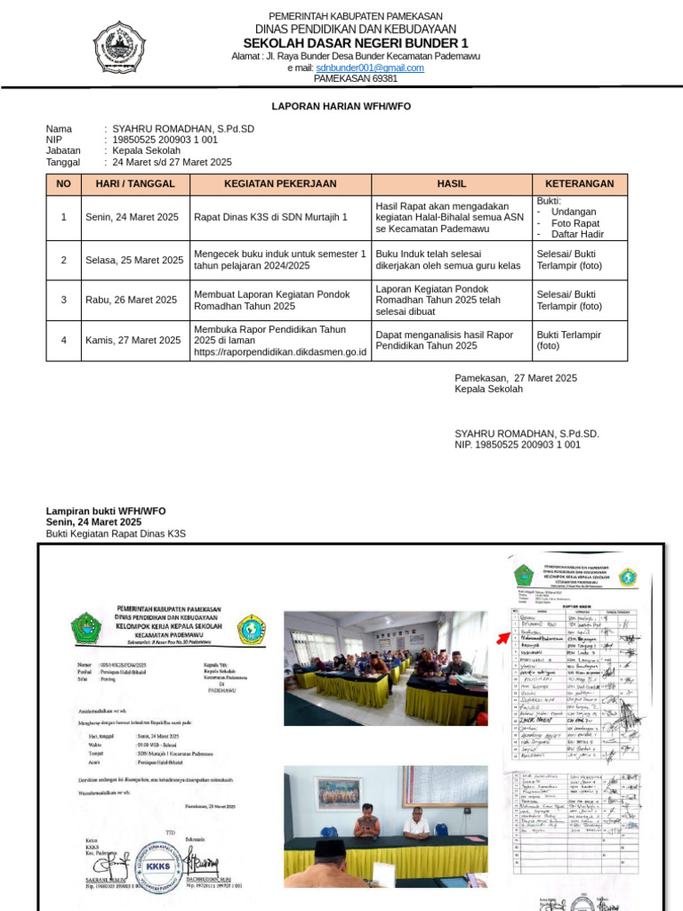 Laporan Wfh Ks Bunder 1 | PDF