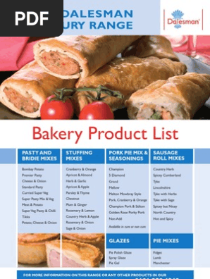 Bakery Products List